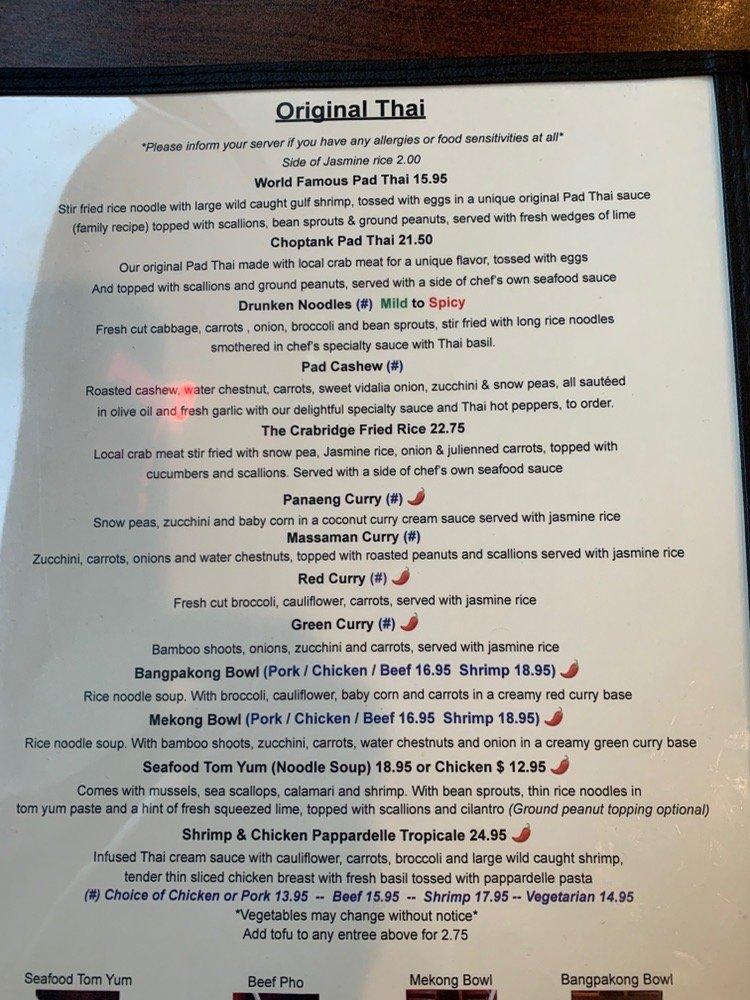 Menu at Thaitalian Infusion Cuisine pizzeria, Cambridge