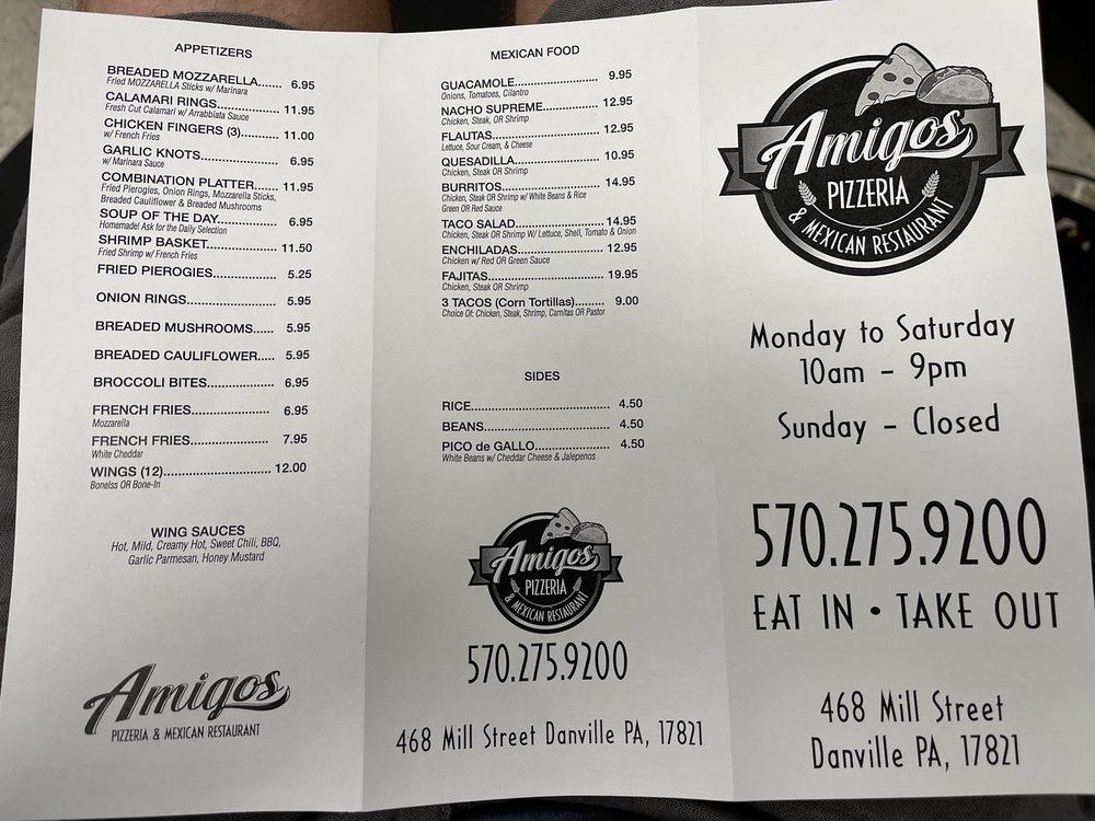 Menu at Amigos Pizzeria and Mexican Restaurant, Danville