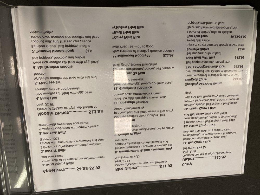 Menu at Bangkok Xpress restaurant, Portland, NE Airport Way