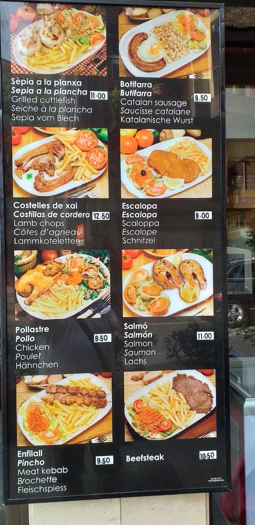 Carta del pub y bar El Museo, Figueras