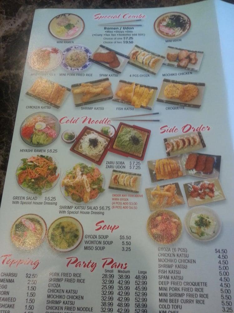 Menu at Daiichi Ramen Pearl City restaurant, Pearl City