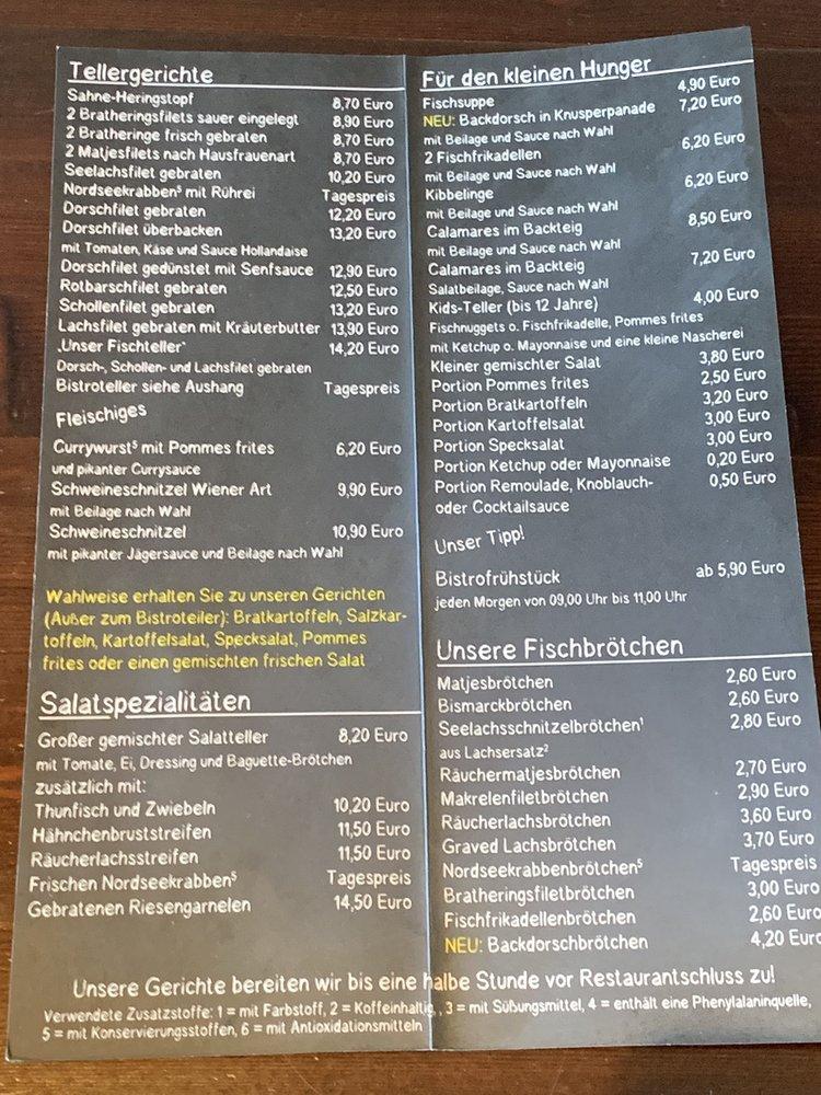 Menu at Treffpunkt Fischhalle restaurant, Heiligenhafen