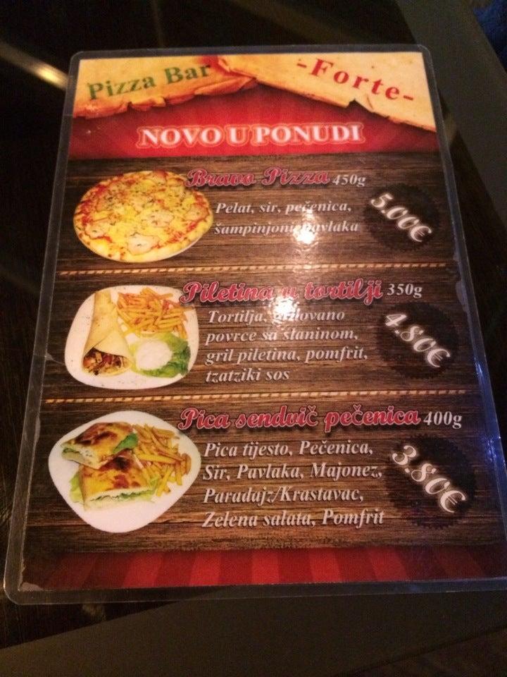Carta del restaurante Forte pizza, Municipio del Herceg Novi