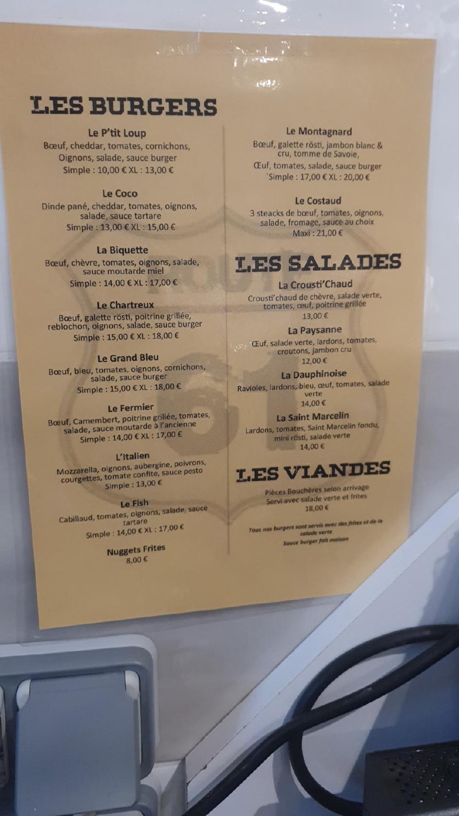 Menu at Route 61 restaurant, Saint-Hilaire