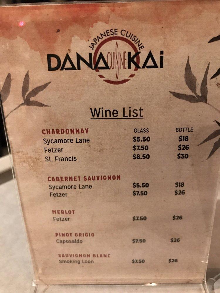 Carta del restaurante Dana Kai, Dana Point, Camino Del Avion # A