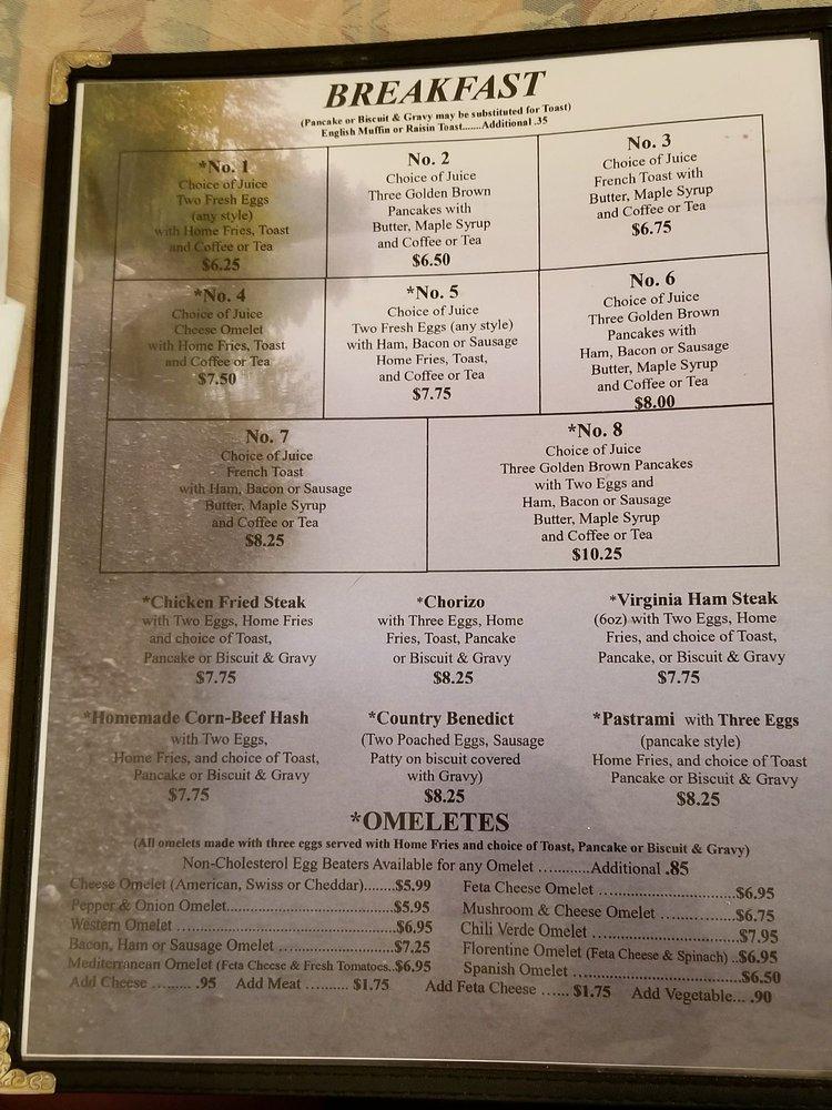 Menu at Georgie's Cafe, Cottonwood