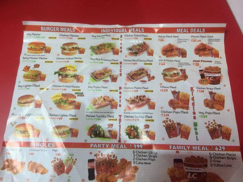 Menu at LC Generates Hunger, Jalandhar