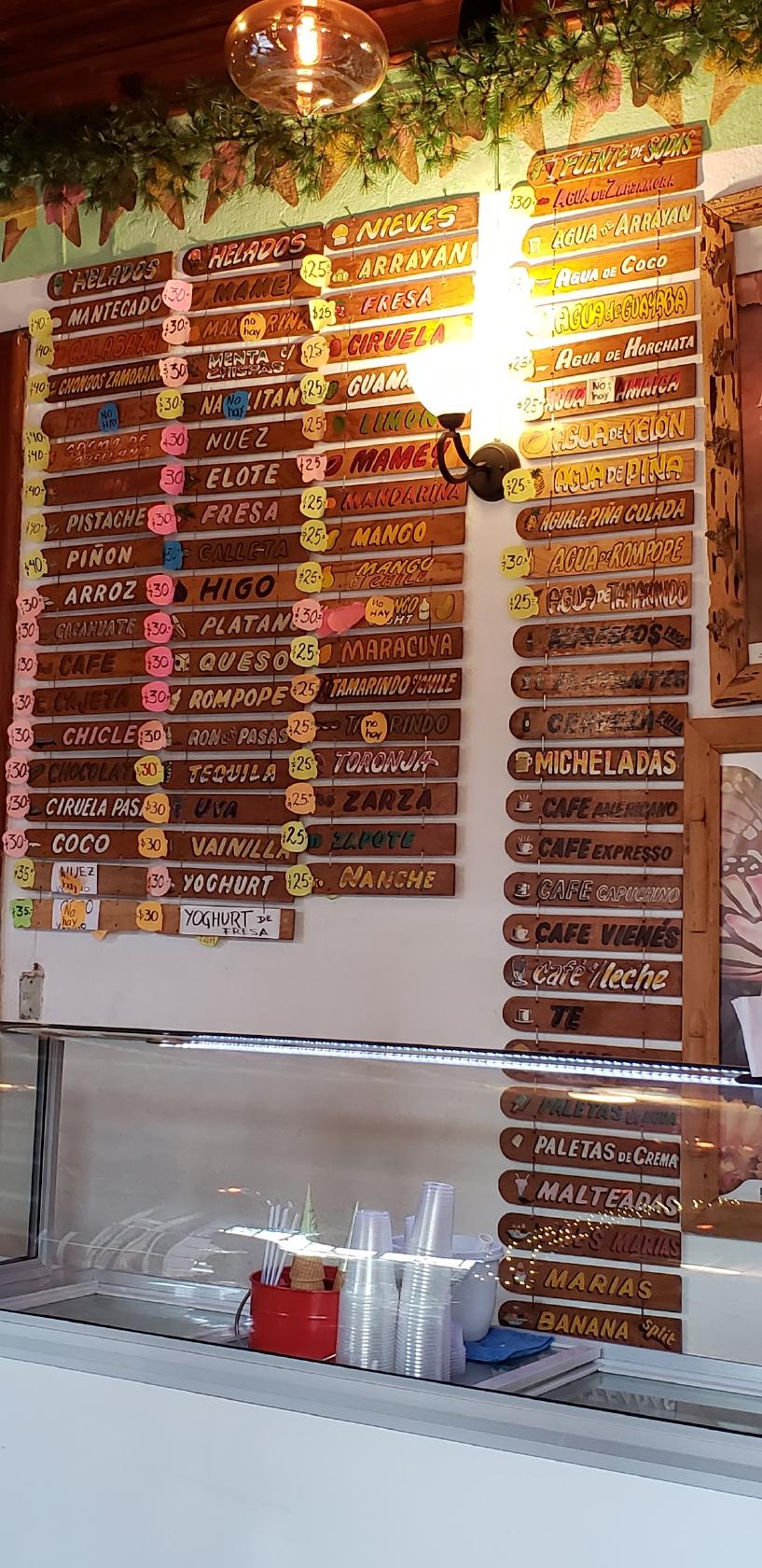 Carta de NEVERIA CAFETERIA LOS ALPES, Valle de Bravo