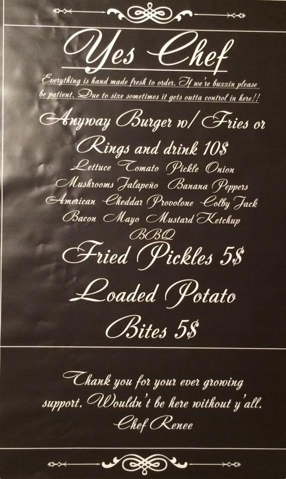 Menu at Yes Chef Food Trailer, Salado