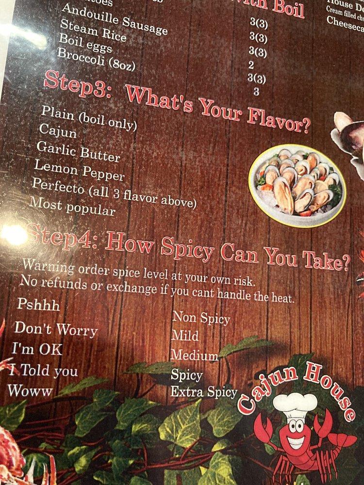 Menu at Cajun House restaurant, Merrillville
