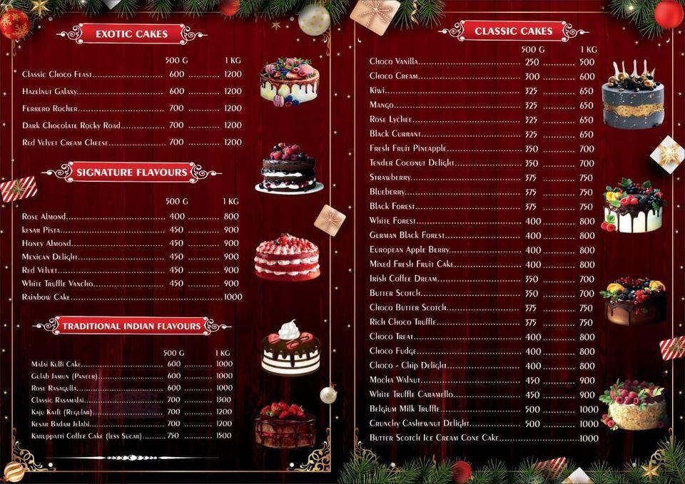 Menu at Chennai Classic Cakes, Chennai
