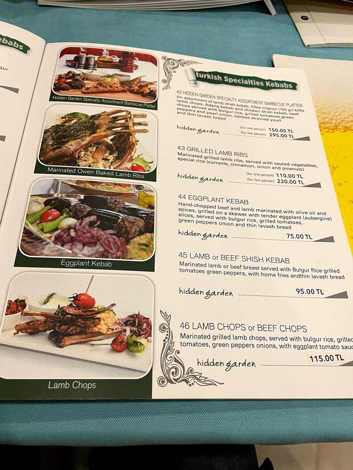 Menu at Garden Mezze restoran, Istanbul, Hocapaşa mah nöbethane CAD