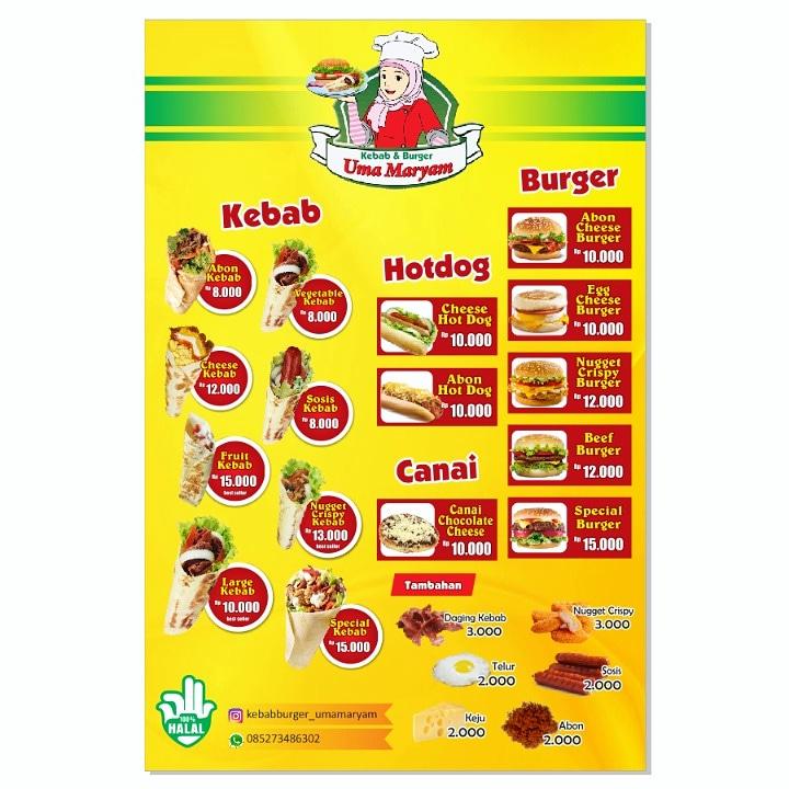 Menu at Kebab Burger Uma Maryam, Jambi