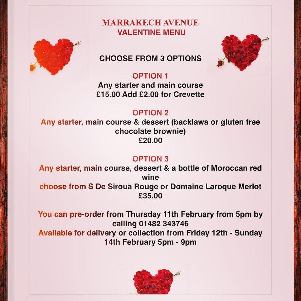 Menu at Marrakech Avenue restaurant, Hull