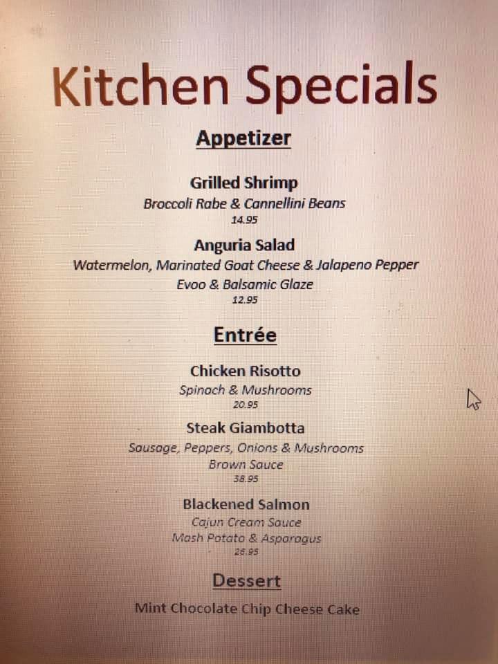 Menu at Nicholas Anthony's Family Kitchen restaurant, West Orange
