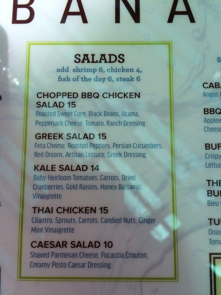 Carta del café Cabana Grill, Las Vegas, 3799 S Las Vegas Blvd