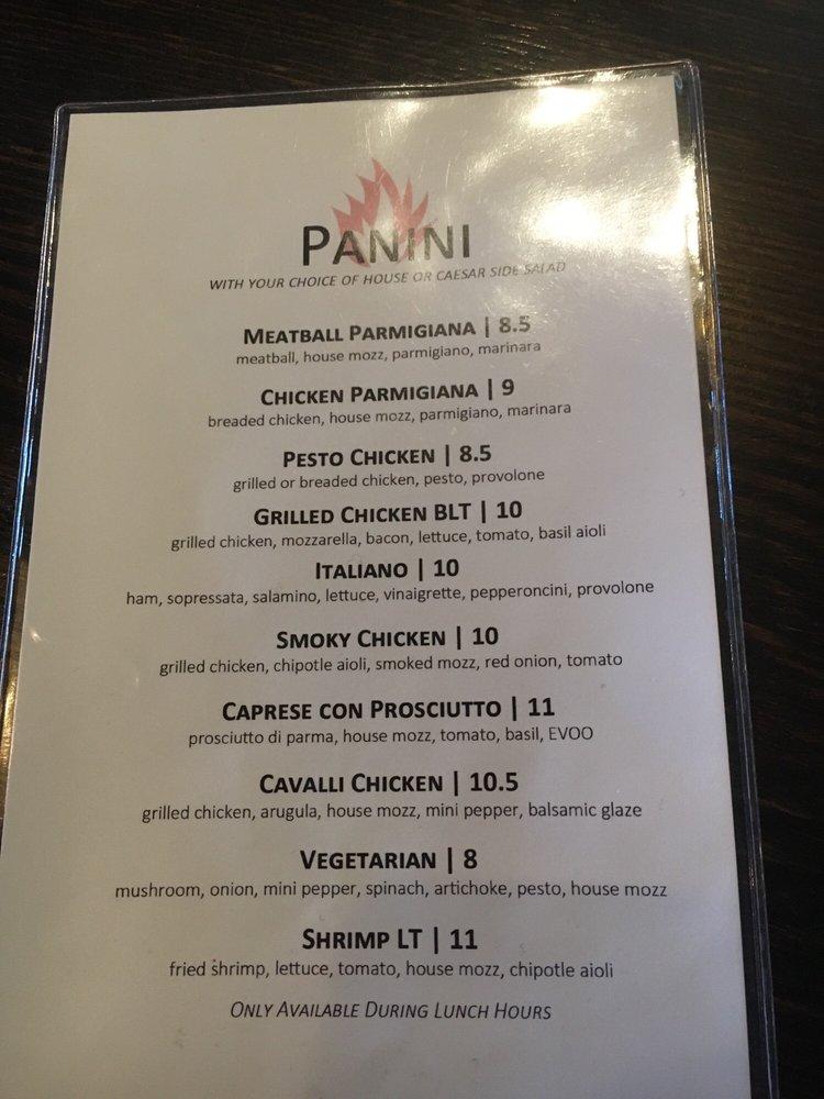 Menu at Cavalli Pizza restaurant, McKinney
