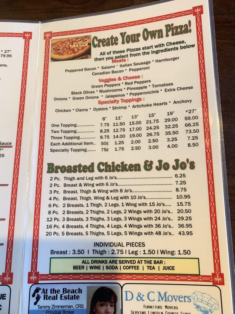 Menu at Gallucci's Pizzeria, Lincoln City, NW U.S. 101