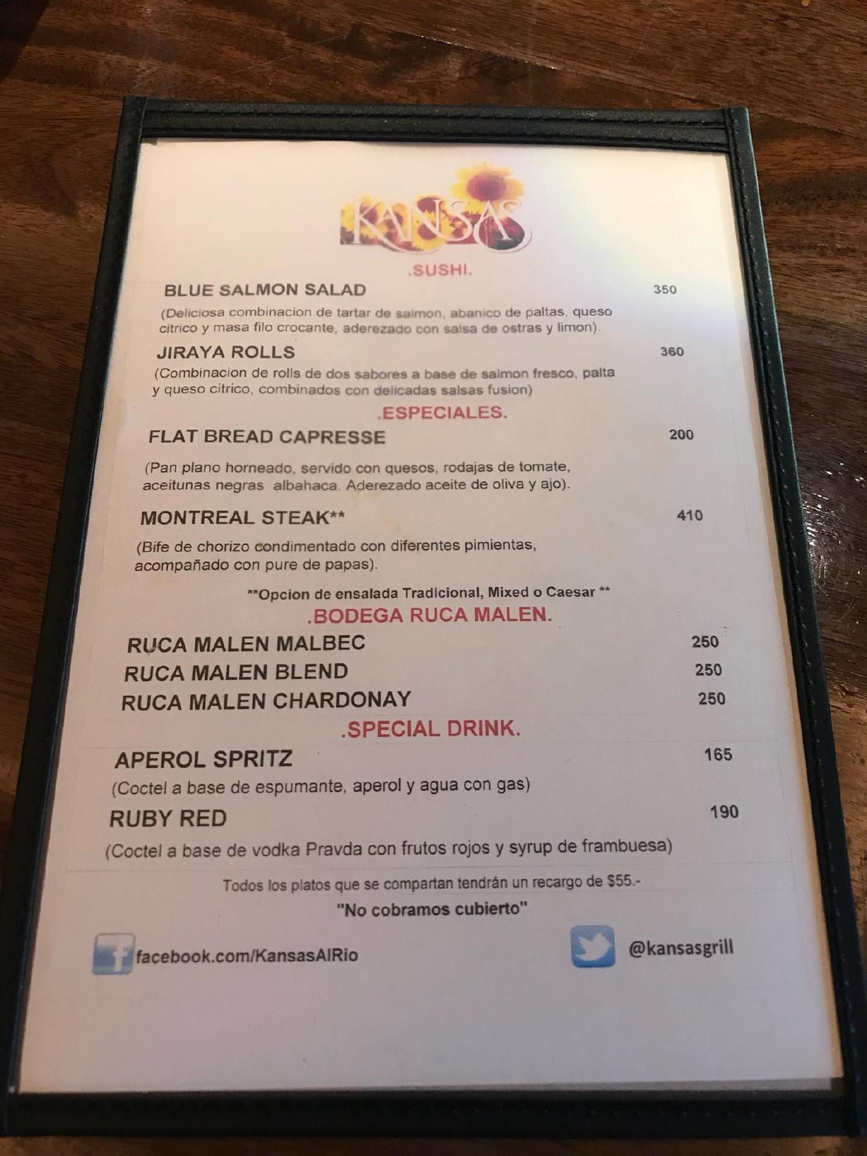 Carta de barbacoa Kansas, Vicente López, Av. del Libertador 105