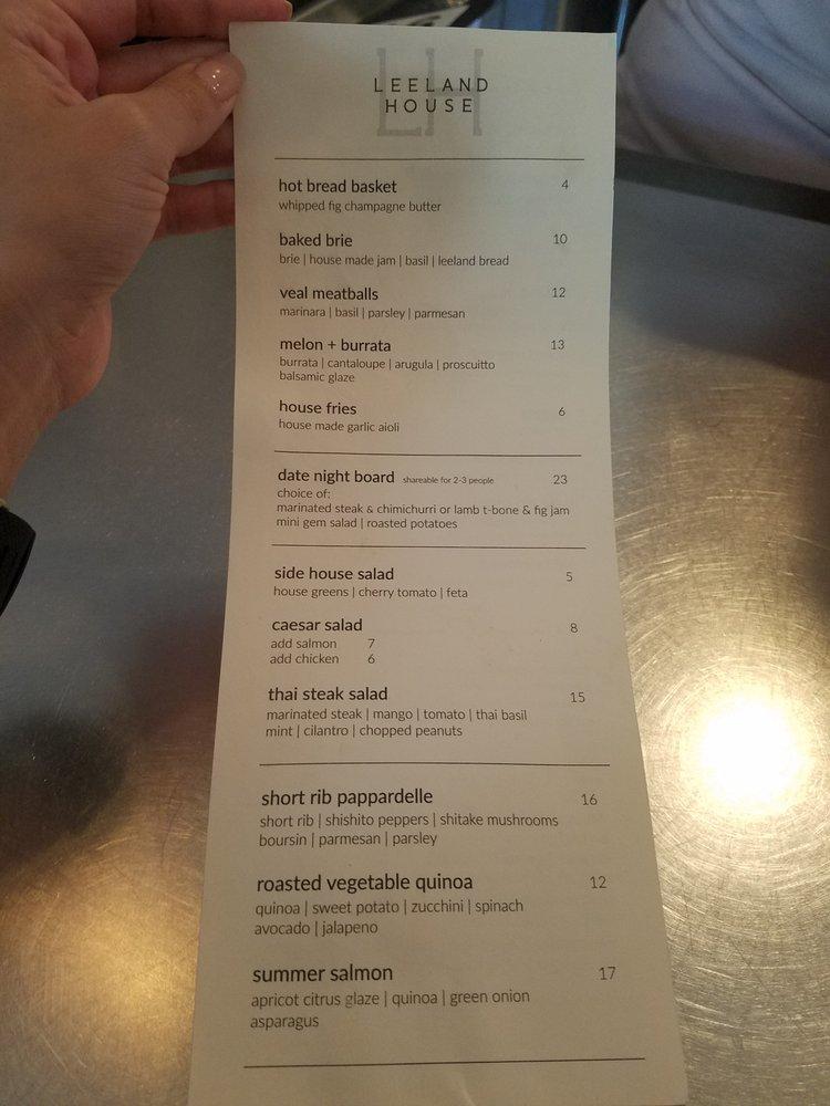 Menu at Leeland House pub & bar, Houston