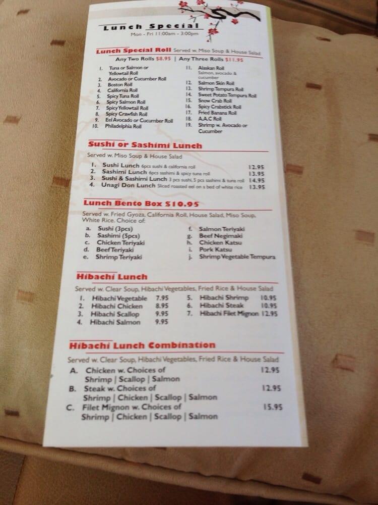 Menu at Fuji Yama restaurant, Slidell, Gause Blvd