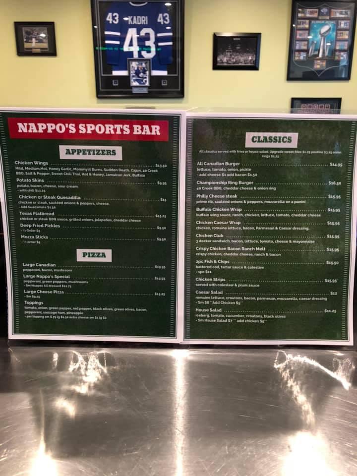 Menu at Nappo's Sports Bar and Pub, Gananoque