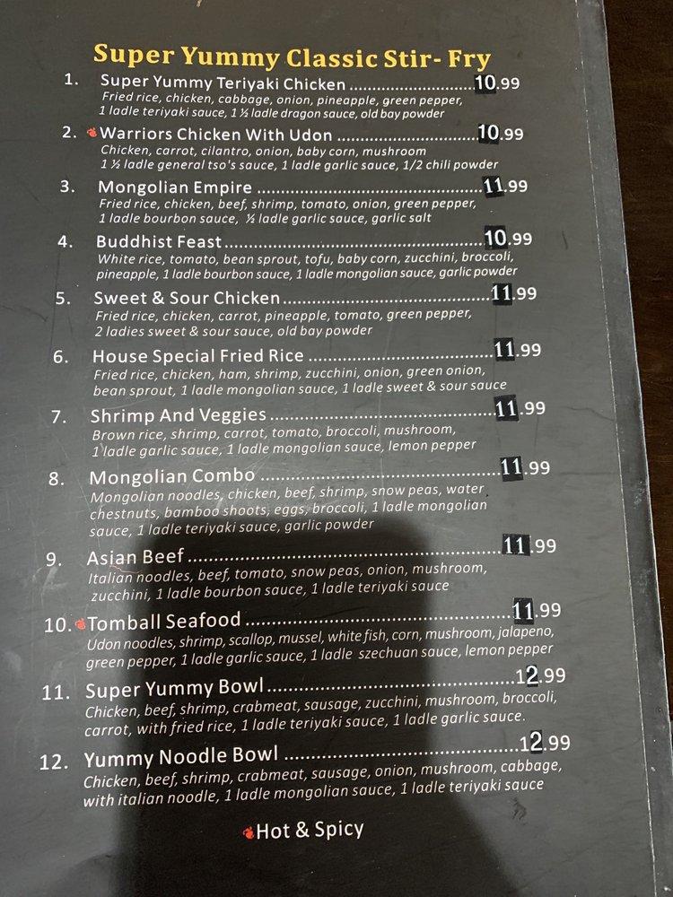 Carta del restaurante Super Yummy, Tomball, Farm to Market 2920 #160