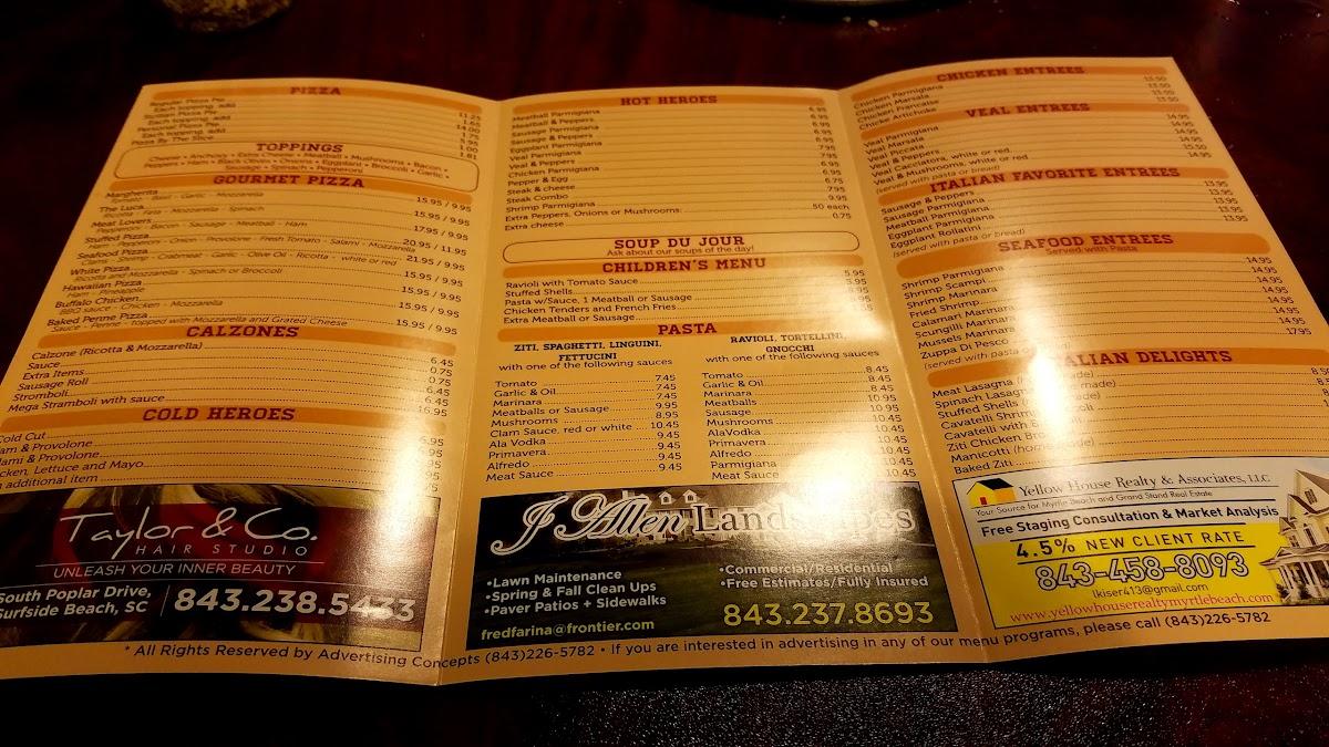 Menu at Surfside Beach Pizza pizzeria, Surfside Beach, 821 Surfside Dr
