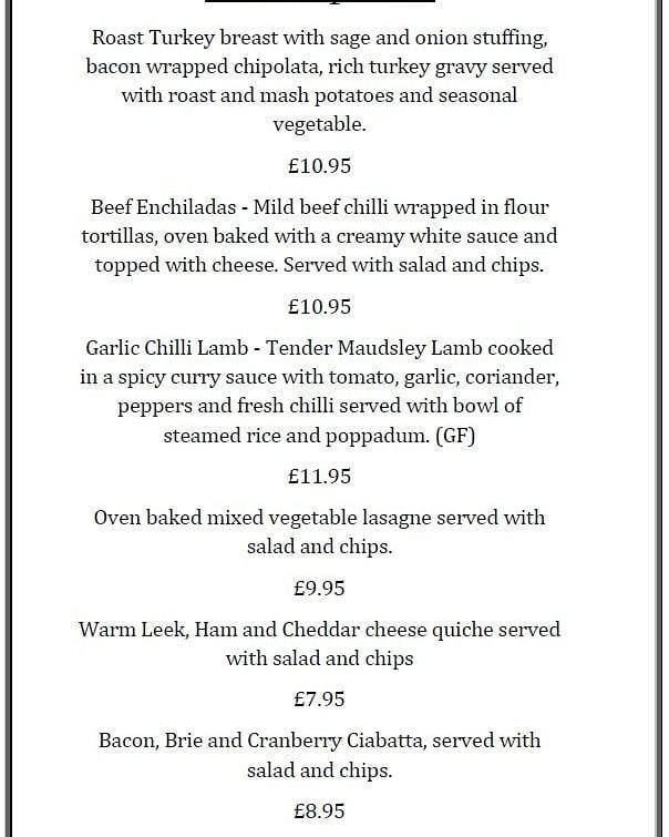Menu at The Knights Table cafe, Settle, Knight Stainforth Hall