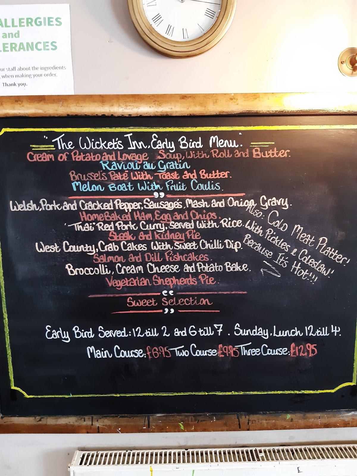 Menu at The Wickets Inn pub & bar, Leegomery