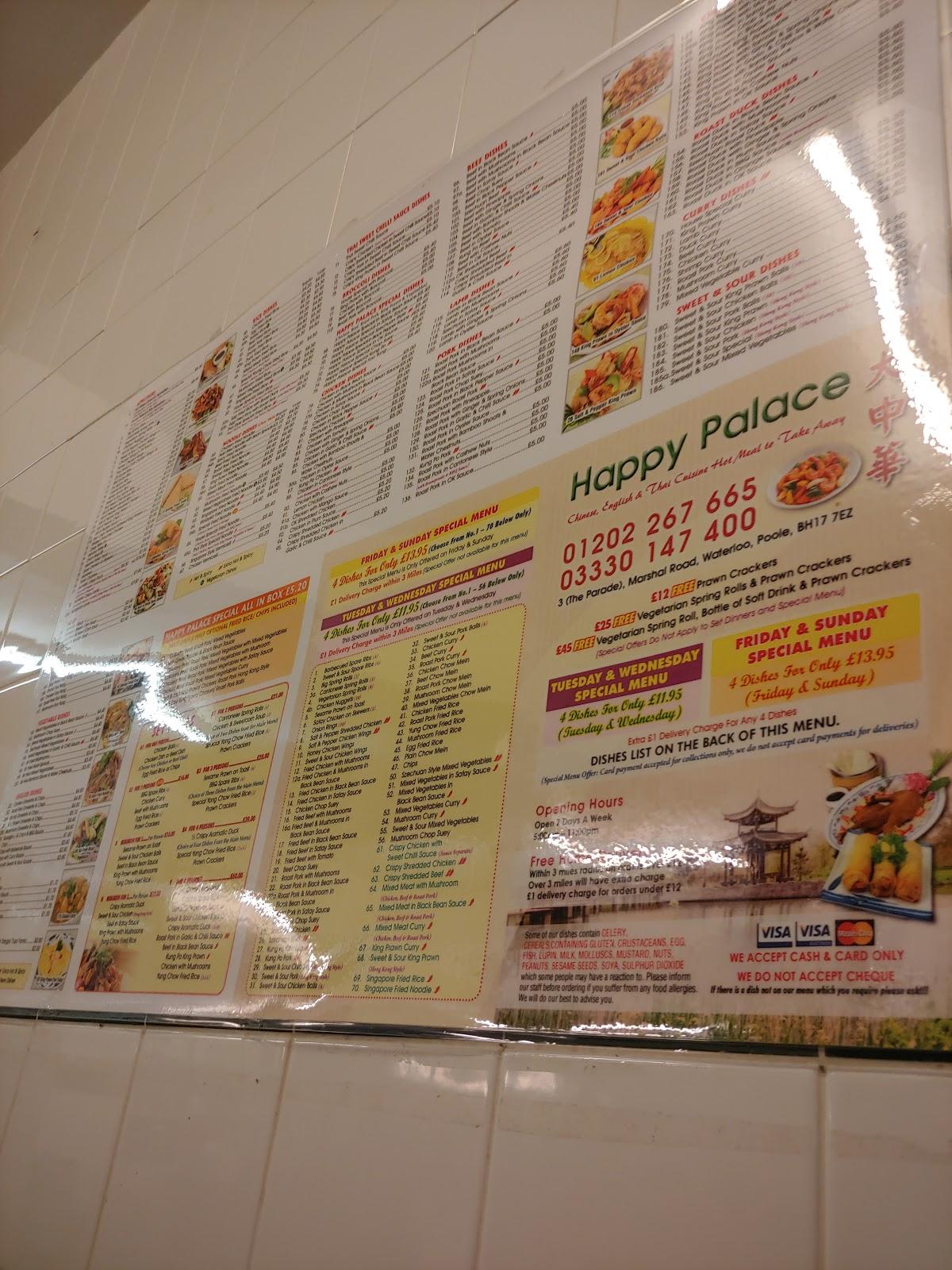 Menu at Happy Palace fast food, Poole