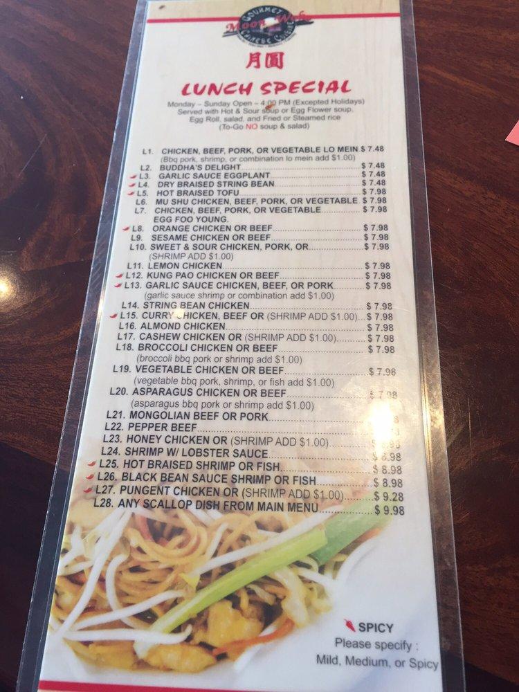 Menu at Moon Wok restaurant, Santa Clarita, Cinema Dr