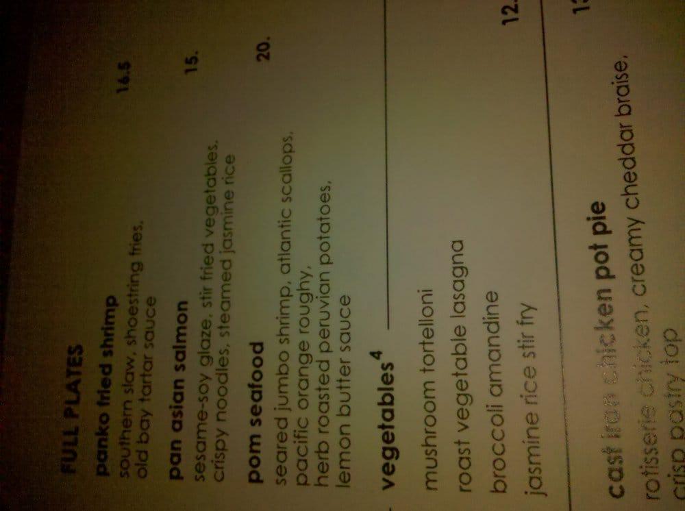 Menu at POM Restaurant, Indio, 84-245 Indio Springs Dr