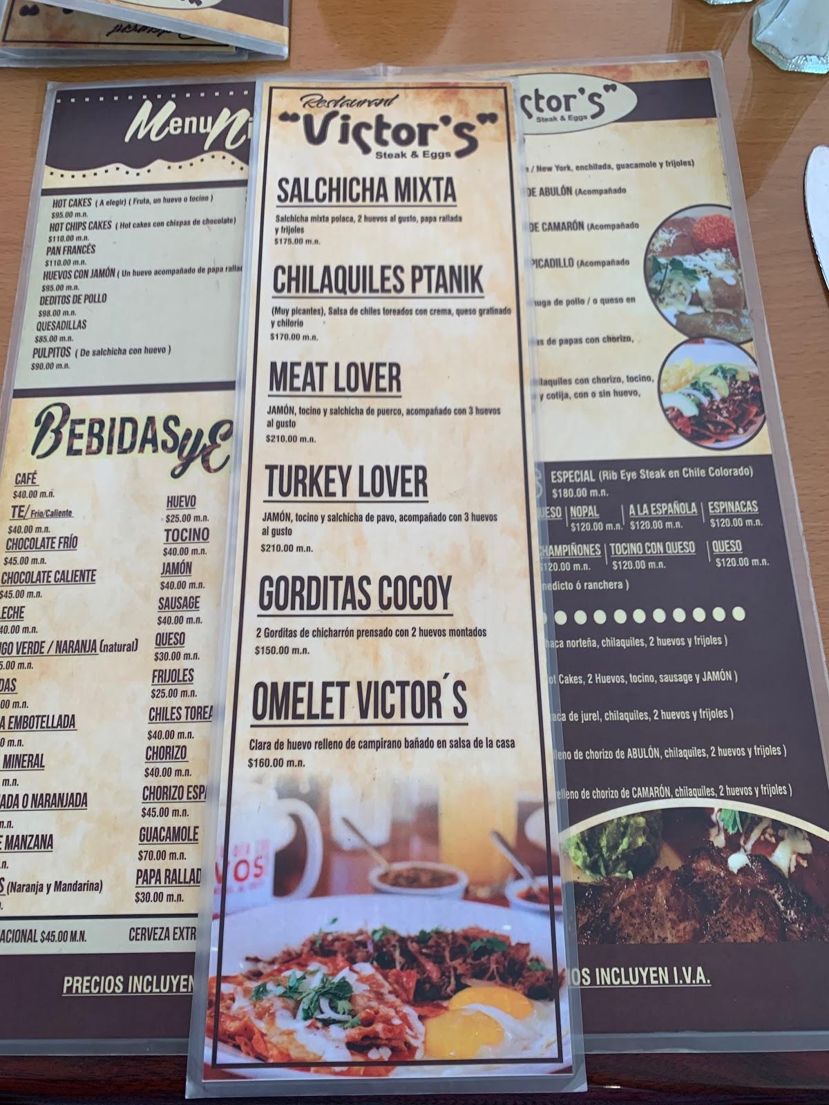 Menu at Restaurant Victor’s La Primera, Ensenada