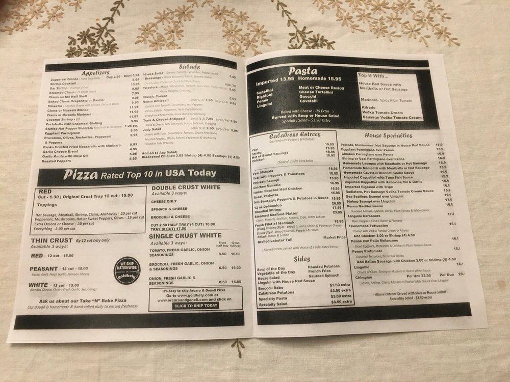 Menu at Arcaro and Genell, Old Forge, PA pizzeria, Old Forge