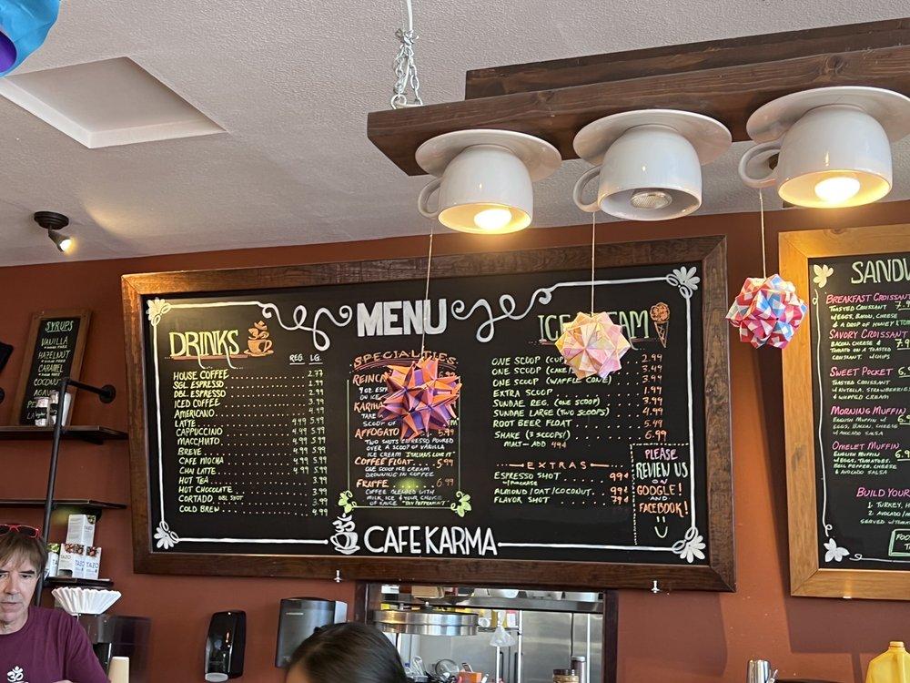 Menu at Cafe Karma, South Padre Island