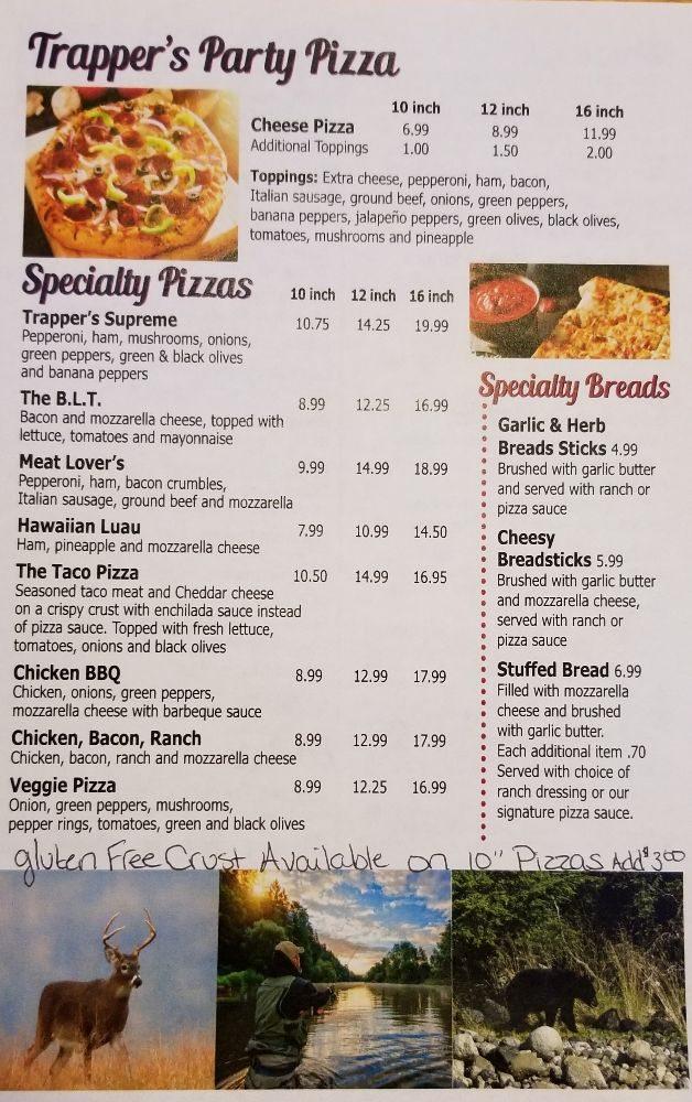 Menu at Trapper's Sports Bar and Grill, Rose City
