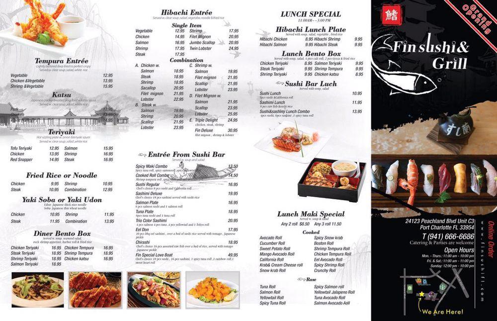Menu at Fin Sushi & Grill restaurant, Port Charlotte