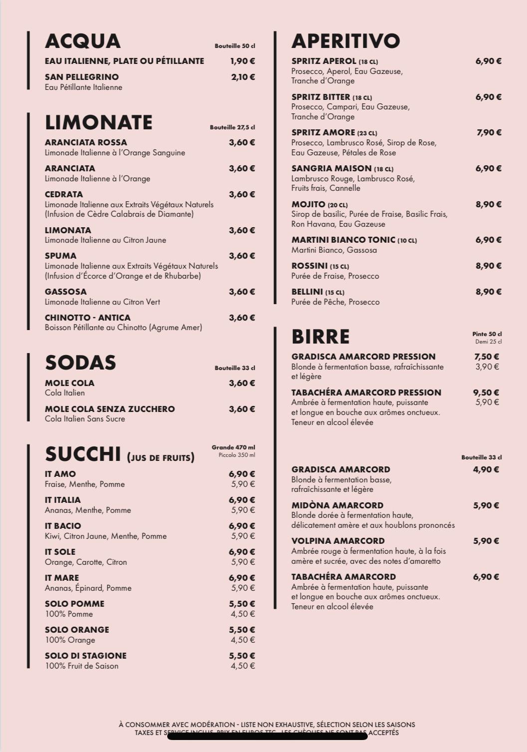 Menu au IT - Italian Trattoria Lille Place de la Gare restaurant, Lille