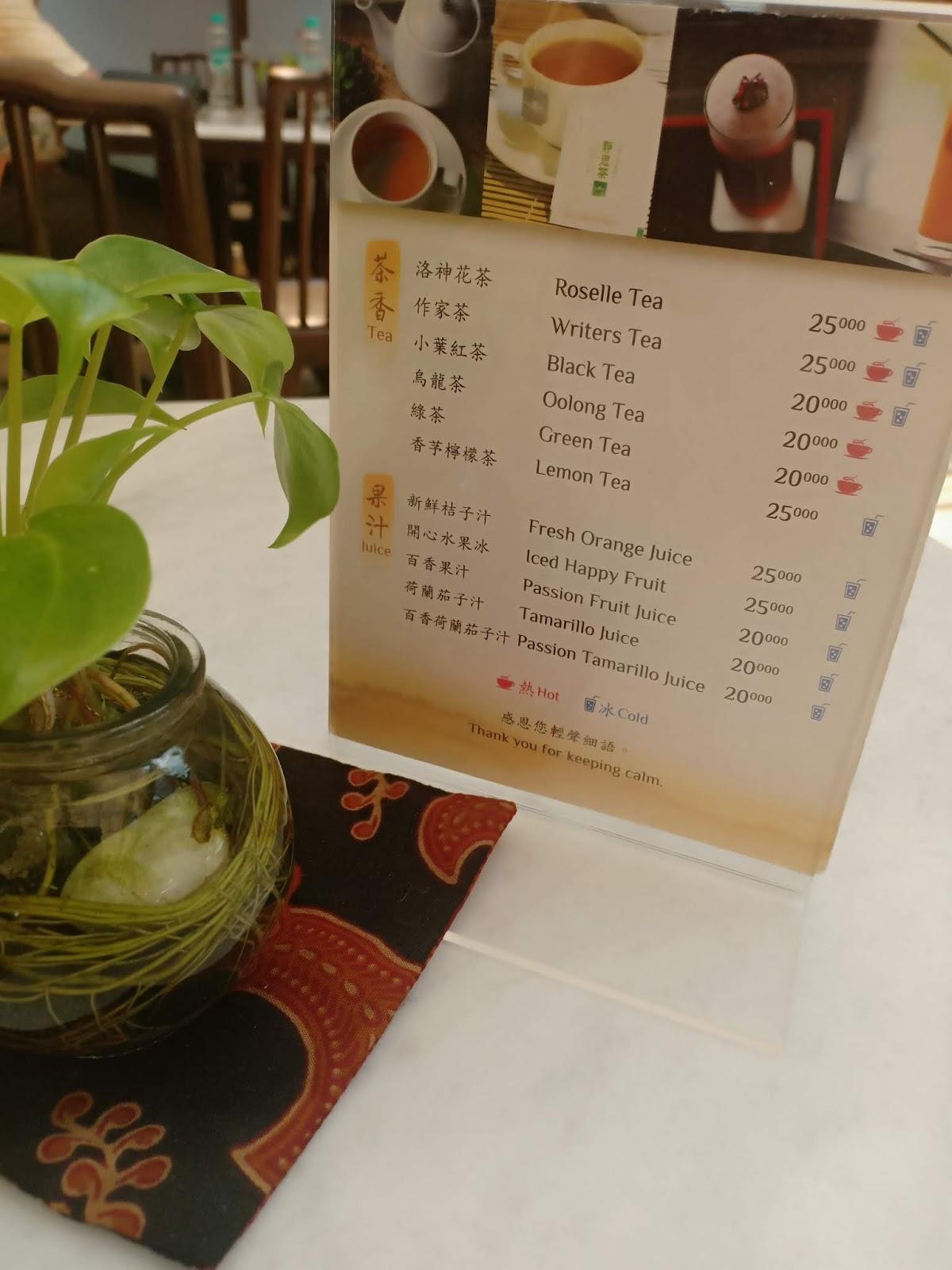 Menu at Jingsi Cafe And Bookstore, Tzu Chi Center, North Jakarta