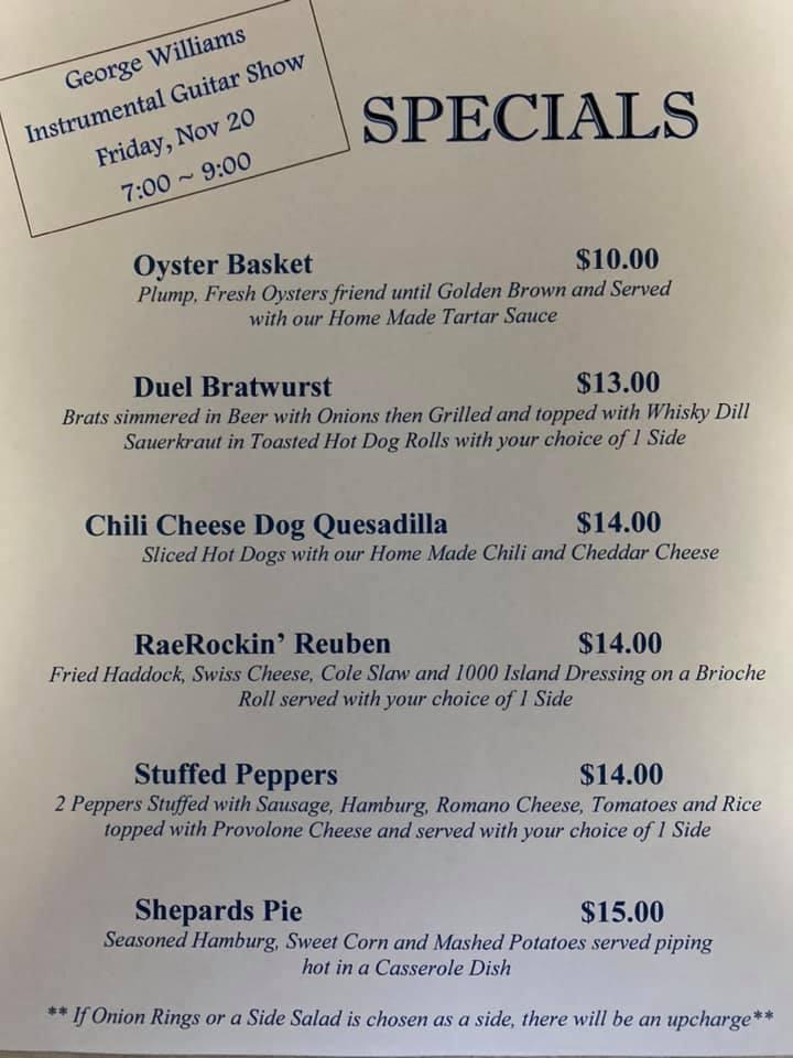 Menu at Rae Rocks Bar & Grill, Methuen