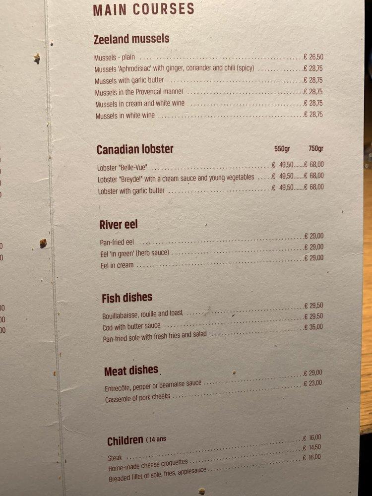 Menu at Restaurant Breydel De Coninc, Bruges