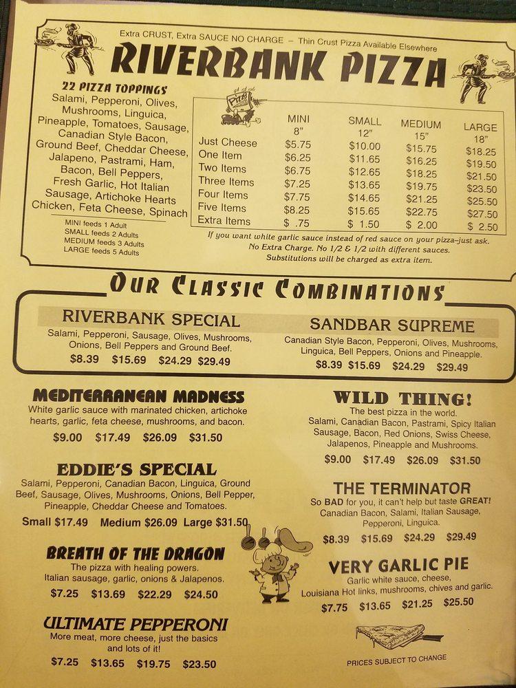 Menu at Riverbank Pizza pizzeria, Colusa