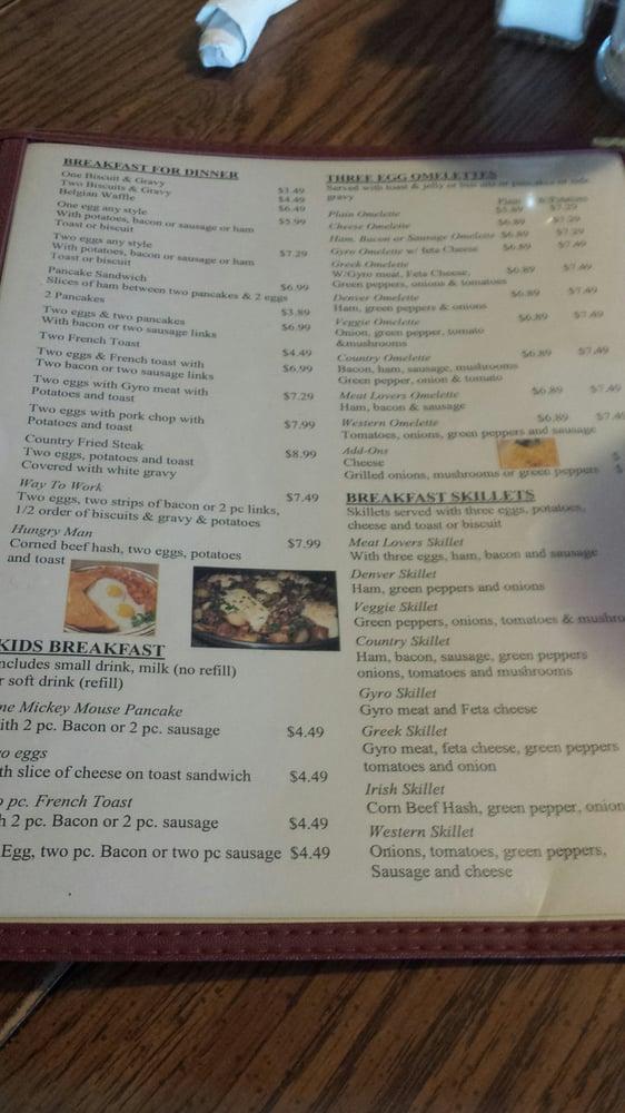 Menu at Vienna Diner restaurant, Vienna