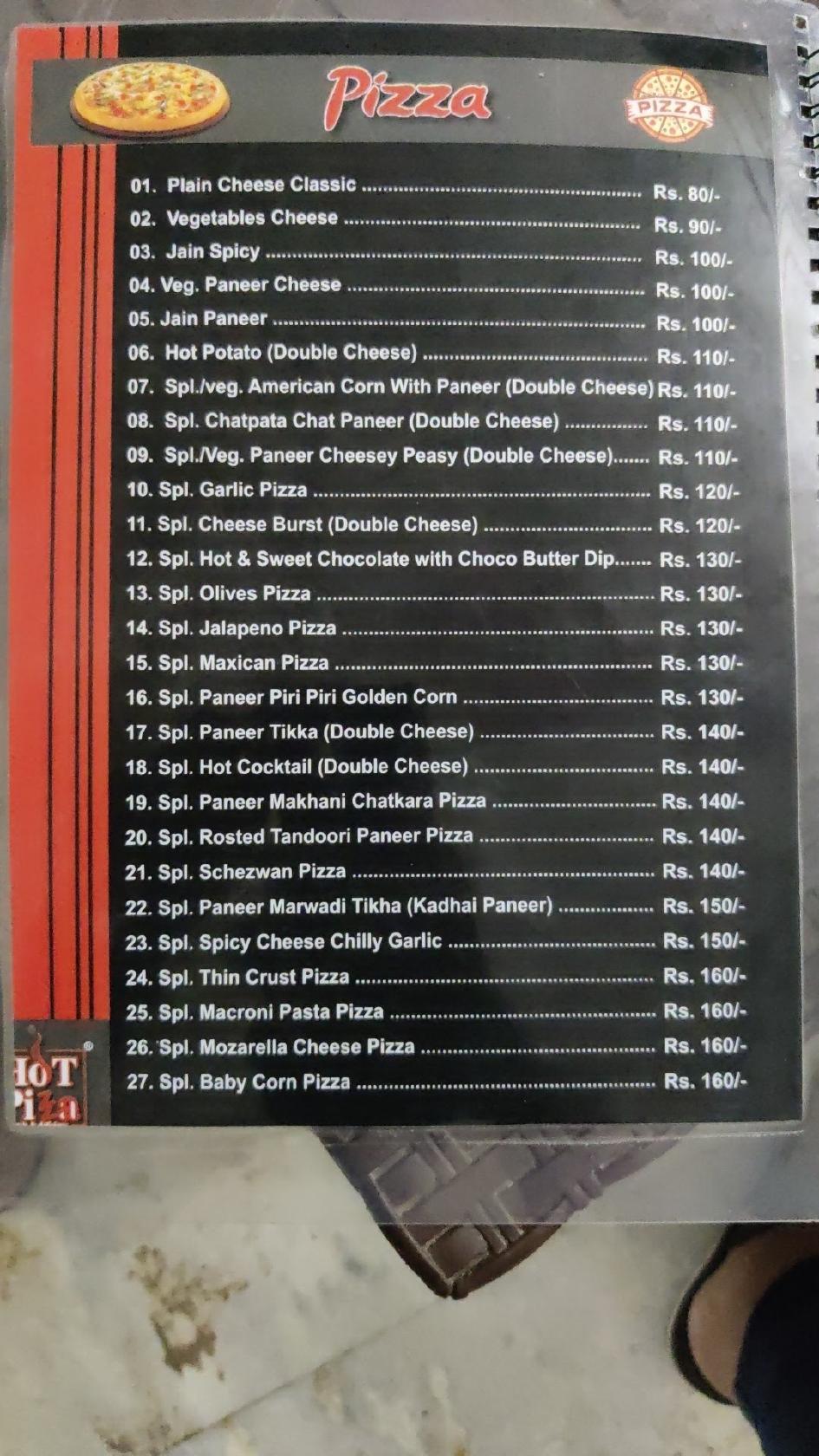 Menu at Hot Pizza, Chittorgarh
