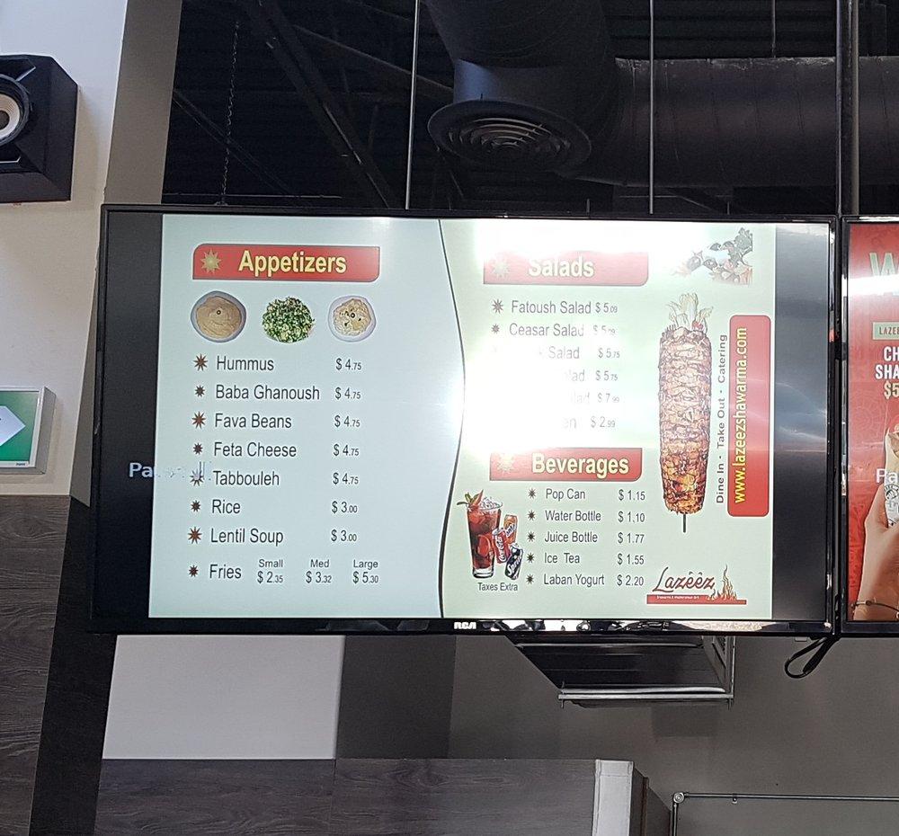 Menu at Lazeez Shawarma restaurant, Toronto, Kennedy Rd unit b1