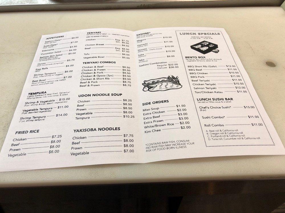 Menu at Best Sushi restaurant, Lake Oswego, Boones Ferry Rd A