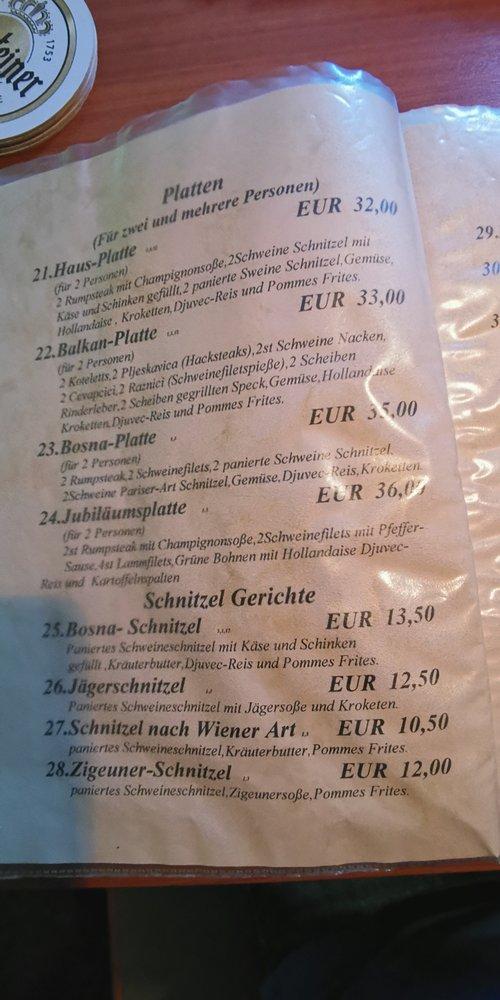 Speisekarte von Bosna restaurant, Laboe