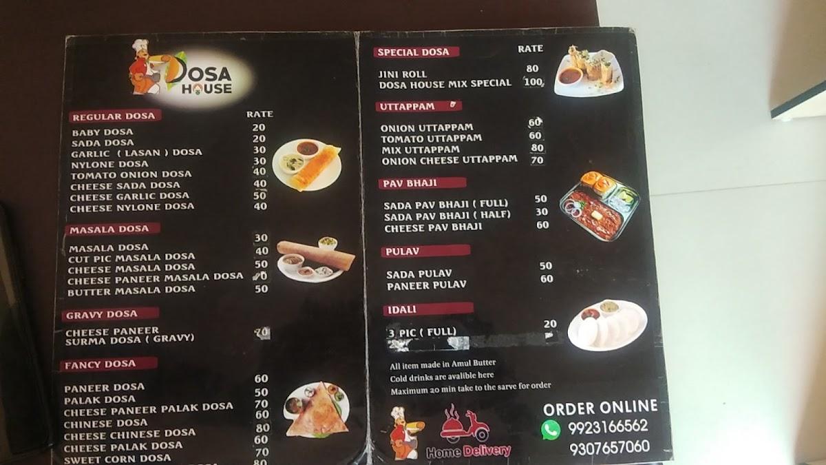 Menu at Dosa house, Sakoli