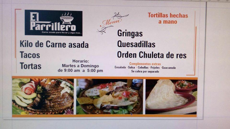 Menu at El Parrillero "Carne Asada Para Llevar Y Algo Mas.." restaurant ...